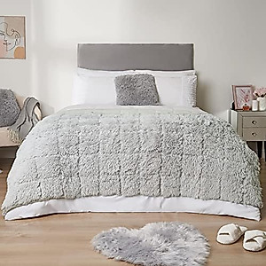 Sienna Fluffy Fleece Weighted Blankets for Adults Plush Fuzzy Warm Blanket Throw - Silver, 50" x 70" - 13.2lbs Heavy Blanket for Winter Reversible All-Season Summer Fall