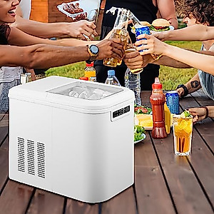 mollie Ice Maker Countertop 9 Ice Cubes Ready in 10 Mins - 26LBS/24Hrs, Self-Cleaning Ice Makers, One-Click Operation Portable Ice Cube Machine w/Ice Scoop for Home Kitchen Office Party RV, White