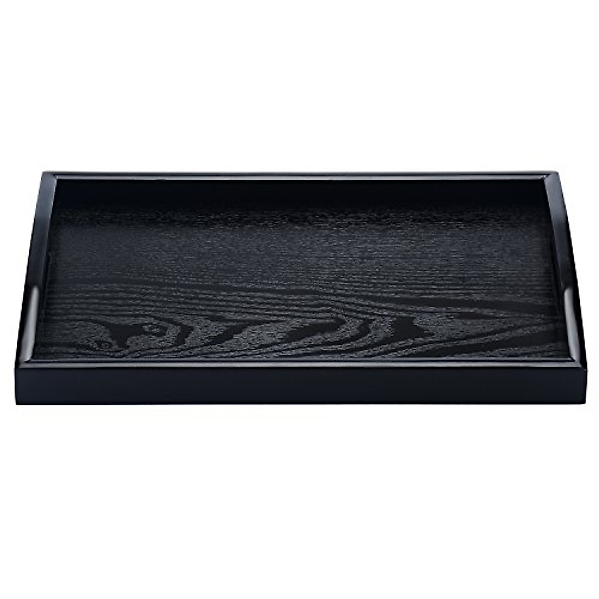 JPCRAFT Rectangle Wooden Serving Tray Breakfast Tray with Handles, Black, 14 by 9-Inch