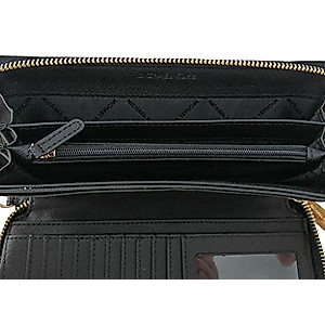Michael Kors Jet Set Travel Continental Leather Wallet/Wristlet - Black/Gold, Medium