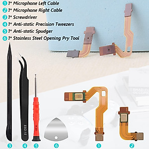 YWLRONG PS5 Microphone Flex Cable for Sony PlayStation 5 PS5 BDM-010 Handle Inner Mic Ribbon Cable Controller Replacement with Tools(Lelf and Right)