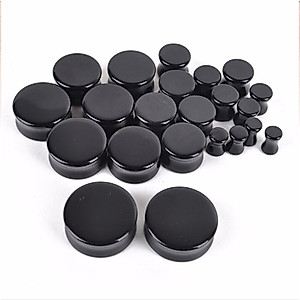 HQLA 1 Pair Natural Obsidian Stone Double Flared Flesh Tunnels Ear Plugs Gauges Stretcher Expander (1"(25mm))