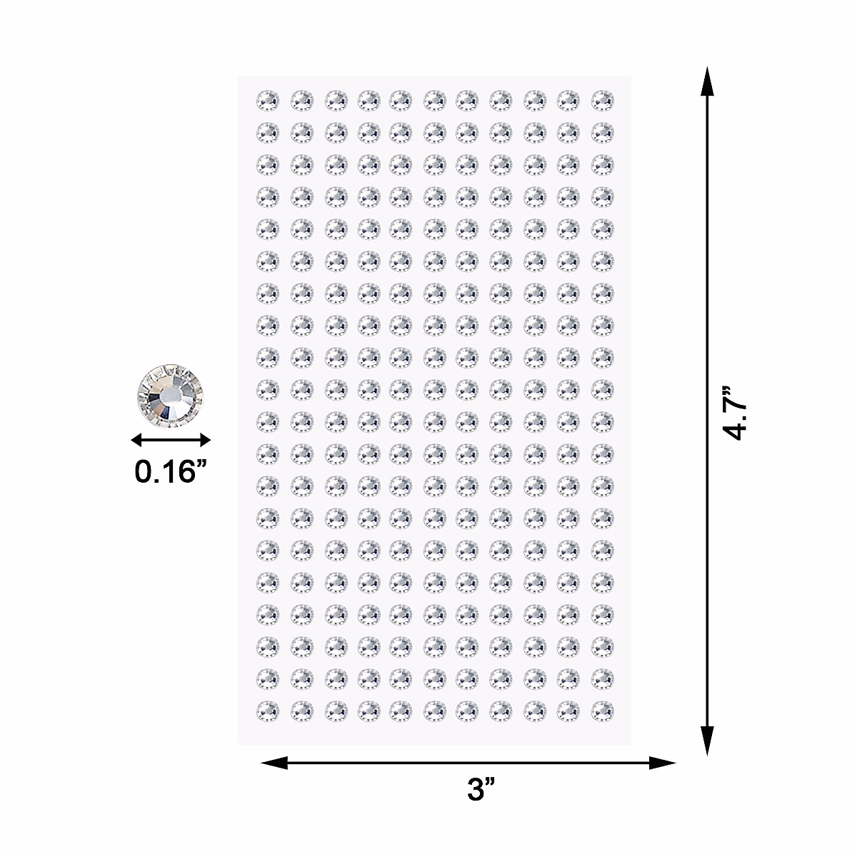 Medsuo 220pcs 4mm Rhinestone Stickers Face Gem Stickers Acrylic Glitter Self Adhesive Jewel Stickers Bling Body Gems Stick on Diamonds for Crafting, Eye, Nail, Party, Rave Festival, Make up (Silver)