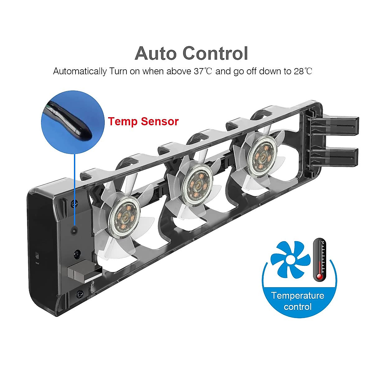 PS5 Auto Fan, External ElecGear USB Turbo Fan with Car Temperature Sensor for PlayStation 5 Ultra HD and Digital