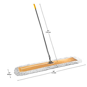 Venmark Commercial Dust Mop – 48” Floor Sweeper for Tiles, Hardwood, and Laminate Floors, with Aluminum Broom Handle, Reusable Duster Head - Complete with Cleaning Cloth