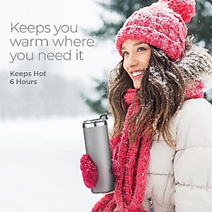 SIPX™ Triple-Insulated Tumblers - 18 Oz. Slim Modern Tumbler With Lid, insulated Cup Keeps Hot For 12 Hours, Stainless Steel Tumbler Made Of Sustainable Material, Coffee Travel Mug (Grey)