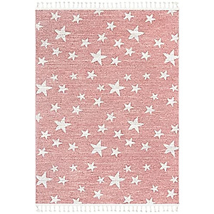 Well Woven Kosme Pink Geometric Star Pattern Stain-Resistant Area Rug (5'3" x 7'3")