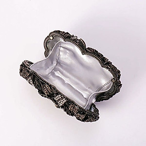 DEBIMY Rose Flower Crystal Purses Sparkly Rhinestone Evening Clutch for Women Wedding Party Cocktail Handbags Silver