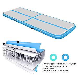 Mecalm Air Gymnastics Tumbling Mat 16FT Gymnastics Air Mat 4 inchs Thickness Gymnastics Mats for Tumbling with Electric Air Pump for Home/Gym/Yoga/Training/Cheerleading/Outdoor/Beach/Park