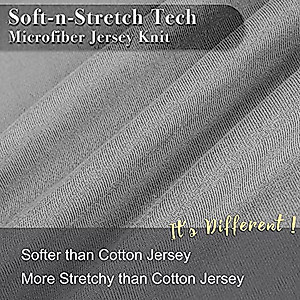 Jersey Knit Pillow Cases Standard/Queen Set of 2 - Grey Pillowcases with Ultra Soft T-Shirt Like Microfiber Blend - Envelope Closure & Suitable for Queen/Standard Pillows, Light Gray