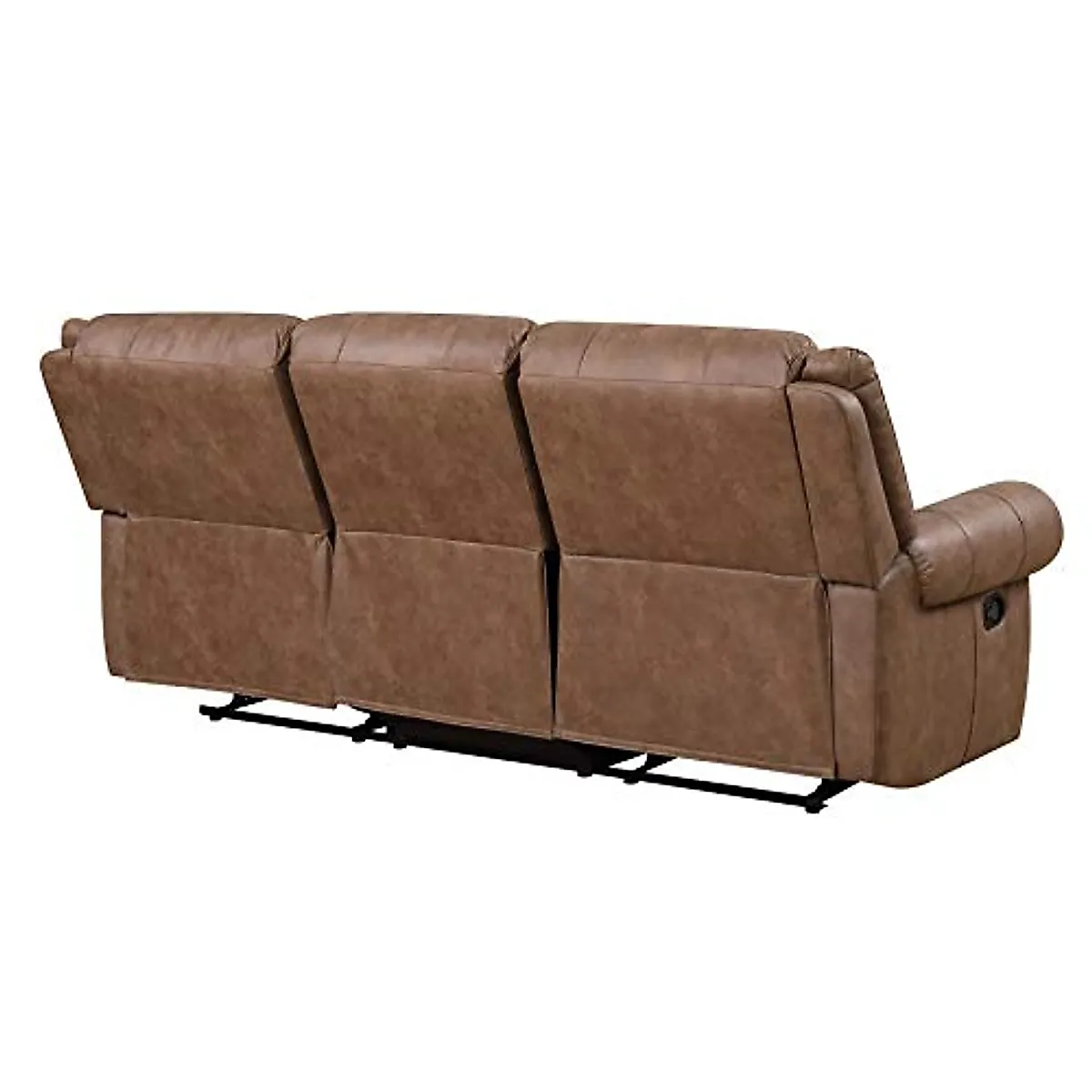 Madrona Burke Nova Brown 87" Sofa with Dual Recliners, Nailhead Trim, and Pillow Back