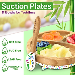 NutriChef Baby and Toddler plate - silicon suction, 3 compartment, Non-toxic All-natural Bamboo Baby Food plate (Sparkle)