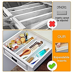 HiYZ Expandable Drawer Dividers, Large Kitchen Utensils Drawer Divider, 2.36" High Adjustable Drawer Organizers Separators for Clothing,Kitchen Utensils,Tools,4 Dividers(12.6"-22.8")