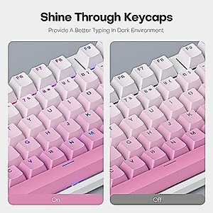 Ussixchare Gradient Keycaps, PBT Double Shot 104 Keys Keycaps, OEM Profile Custom Keycaps Set for 61/87/104 Cherry Gateron MX Switches Mechanical Keyboard(Lover Pink)