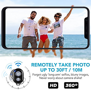 2 Pack Wireless Camera Remote Control - Wireless Remote for iPhone & Android Phones iPad iPod Tablet, Clicker for Photos & Videos - Black&Pink