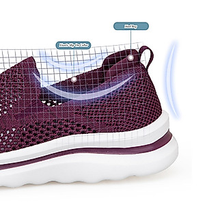 Women's Slip On Mesh Breathable Soft Sole Sneakers,Outdoor Non-Slip Walking Casual Lightweight Orthopedic Arch Support Platform Sneakers, (Black,6)