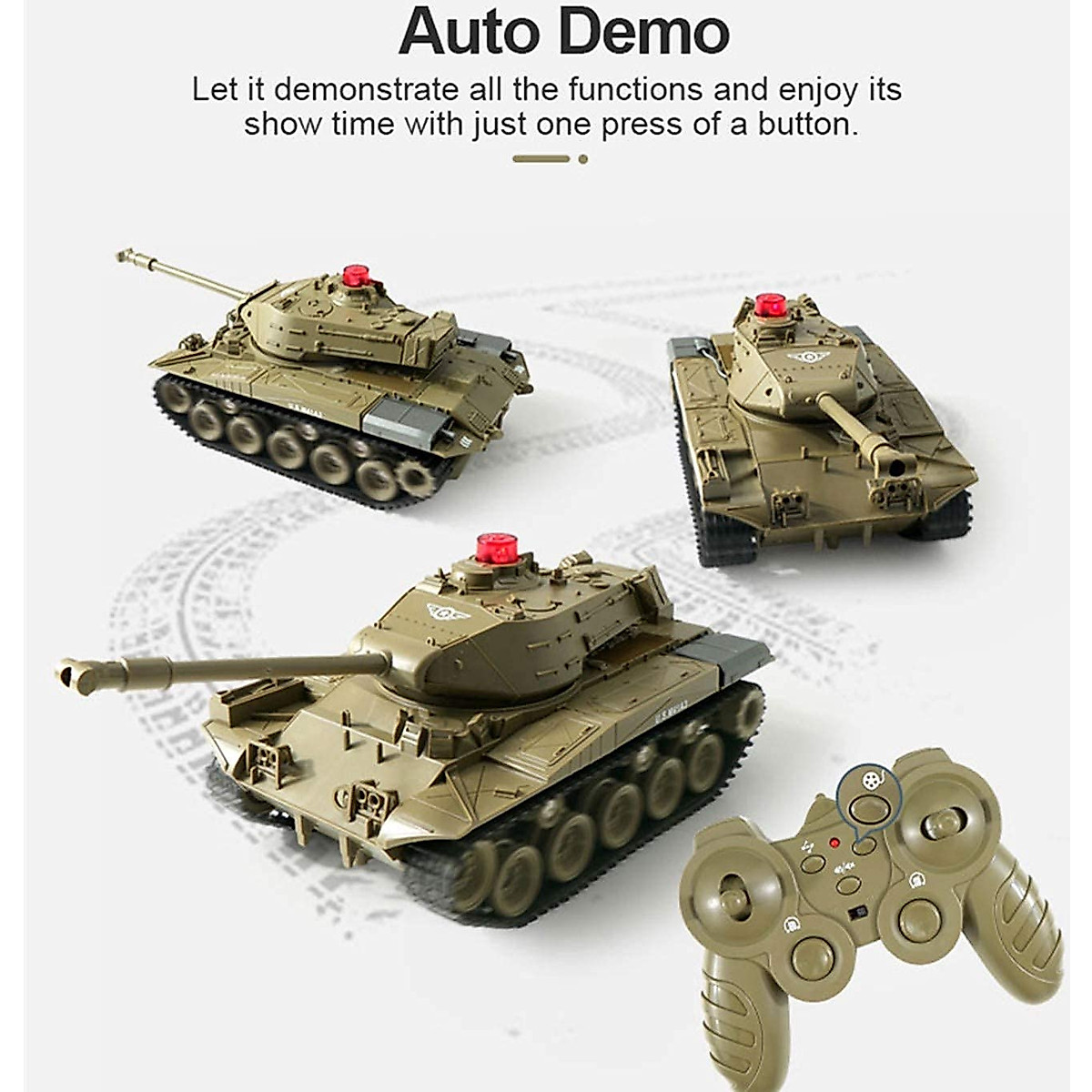 WEECOC RC Tank Military Truck Vehicles RC Car 2.4Ghz Radio Controlled Military Battle Tank Toy 270°Rotational Realistic Sounds Electronics Hobby Toys for Kids Boys (Green)