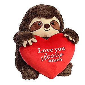 Aurora® Heartwarming Valentine JUST Sayin'™ Love You Slow Much Sloth™ Stuffed Animal - Decorative Charm - Loveable Companions - Brown 9 Inches