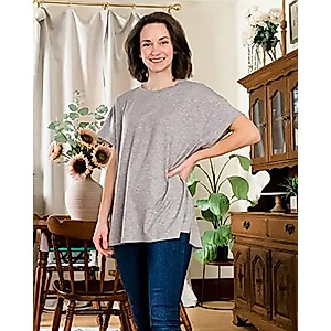 Bosmeer Womens Summer Tops Oversized Short Sleeve Tshirts Dressy Casual Light Grey Large