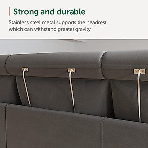 HONBAY 2 Pieces Headrest Module for Modular Sectional Sofa Velvet Extend Backrest Modular Couch High Back Sectional Sofa with Metal Frame,Grey