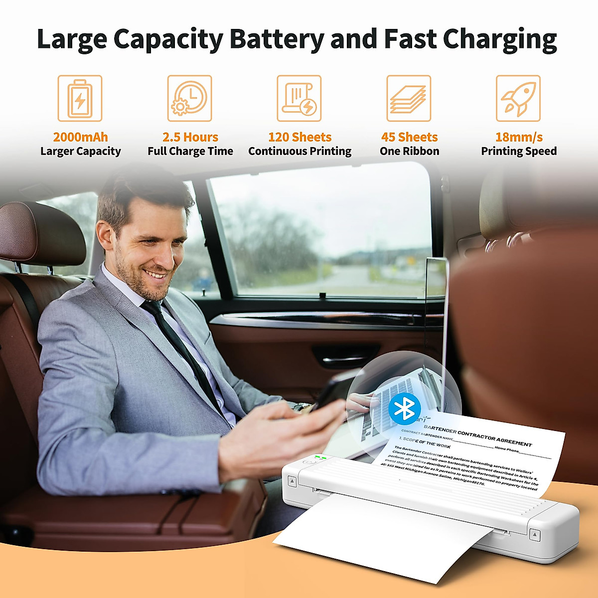 Itari P831 Portable Printers Wireless for Travel, Bluetooth Thermal Transfer Printer, Compact Inkless Printer with 200 Sheets 8.5x11 US Letter Copy Paper…