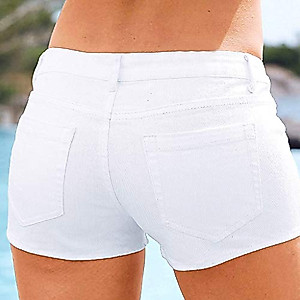 New Washed Shorts ,THENLIAN Women Washed Solid Short Mini Jeans Denim Pants Shorts(XXL, White)