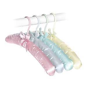 Whitmor Satin Collection Set of 4 Assorted Pastel Padded Blouse Hangers