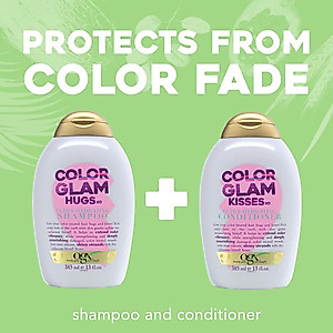OGX ColorGlam Ultra Hydrating Shampoo for Color-Treated Hair, Gentle Sulfate-Free Surfactants to Help Protect Hair Color, Semi-Sweet Scent, 13 Fl Oz