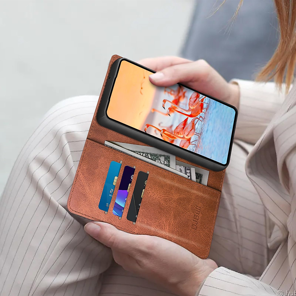 DJBull 2-in-1 Detachable for Samsung Galaxy A14 5G Wallet case with Credit Card Holder【RFID Blocking】,Flip Folio Book PU Leather Protective Cover Women Men for Samsung A14 Phone case Light Coffee