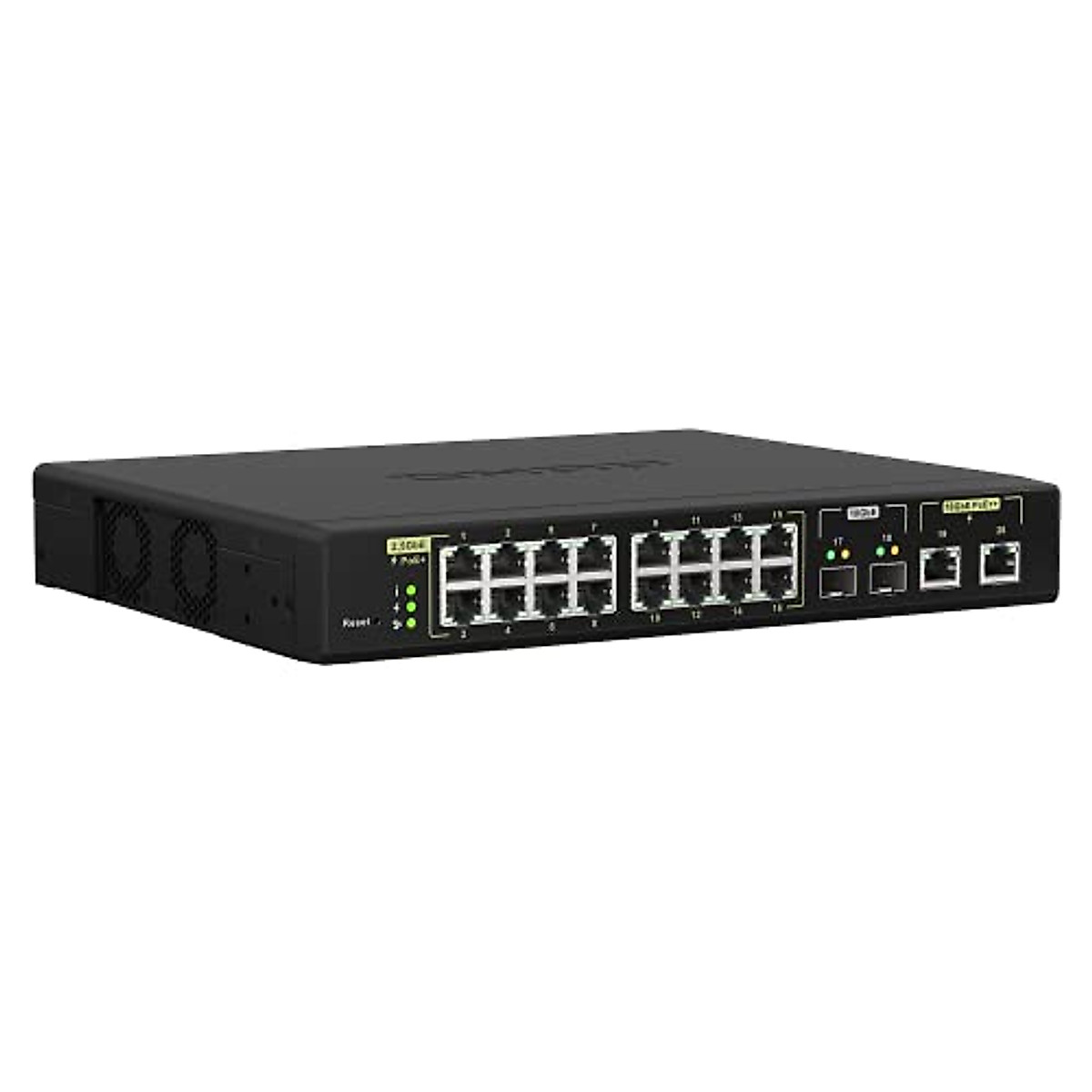 QNAP 20-Port 10GbE PoE++ and 2.5GbE PoE+ Managed Network Switch (QSW-M2116P-2T2S-US). Layer 2, Web Management
