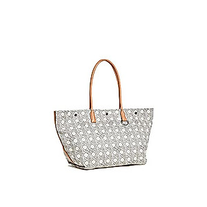 Tory Burch Women's Canvas Basketweave Tote, New Ivory Basketweave, Off White, Print, One Size
