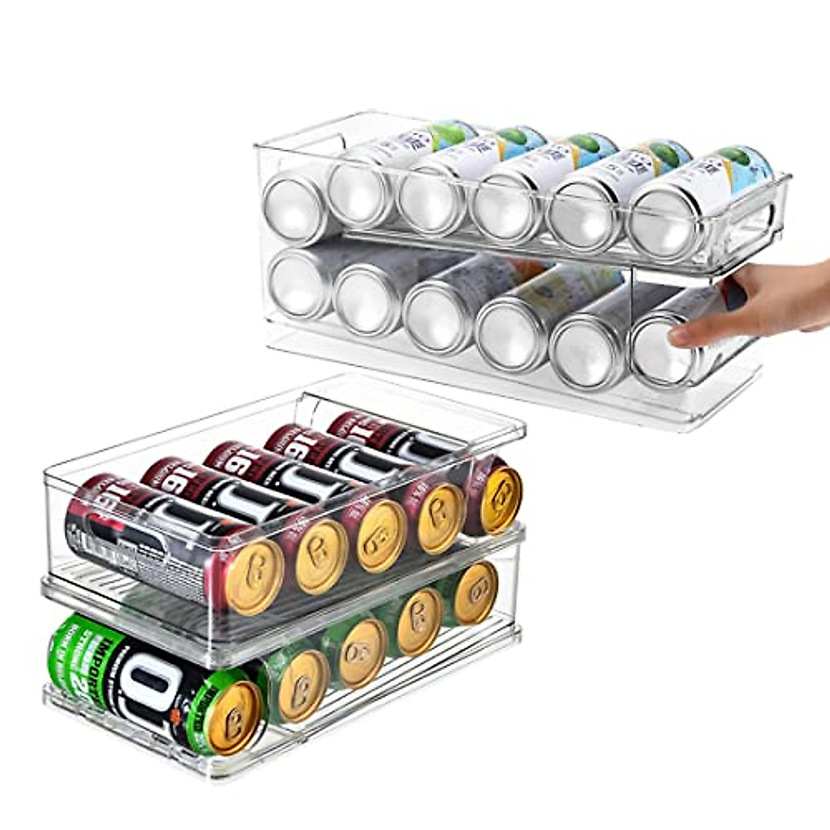 Xicennego Stackable 16oz Energy Drink Can Tall Cans Storage Organizer and Refrigerator Soda Can Holder for Standard 12oz Cans