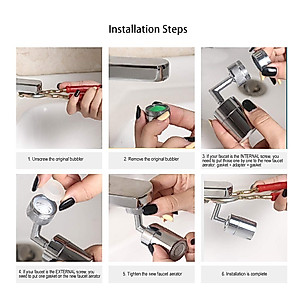 Swivel Sink Faucet Aerator Big Angle Dual-function 2-Flow Sprayer Faucet Head, Sink Sprayer Attachement for Face Washing, Gargle and Eyewash Station（ 55/64'' Female Thread,Adapter Included）