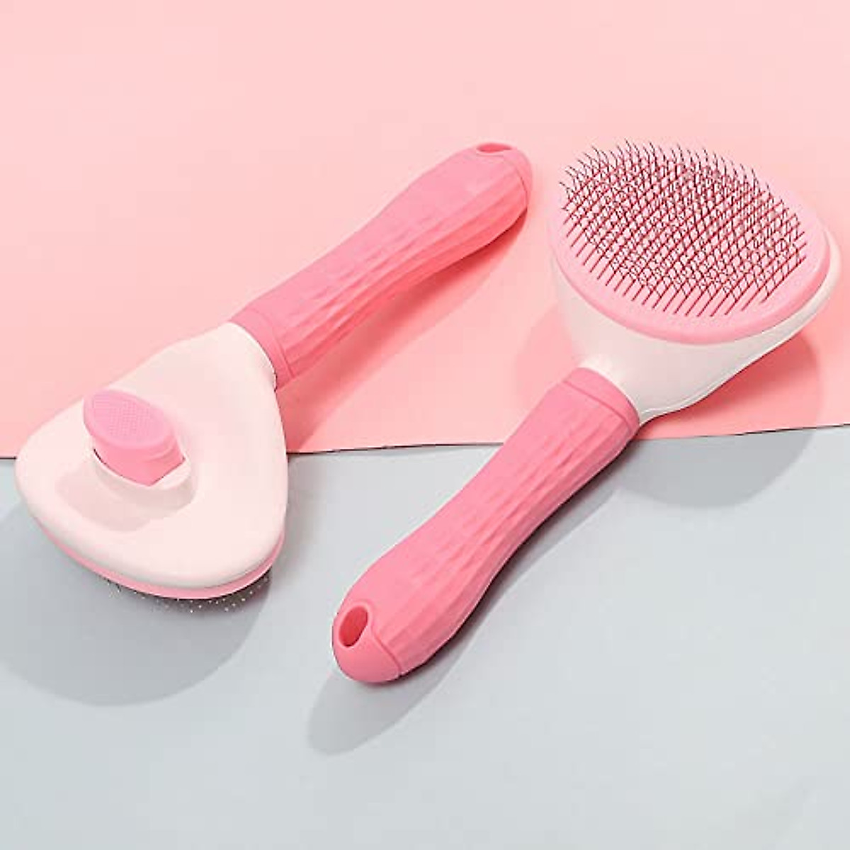 Self-Cleaning Slicker Brush Comb - Best Pet Cat Dog Grooming Long Short Hair - Shedding Loose Undercoat Tangled Haired Removes Tool - Pink
