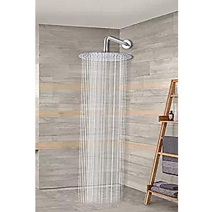 GGStudy Round 12 Inch Stainless Steel Shower Head - Rain Style Shower Head Brushed Nickel