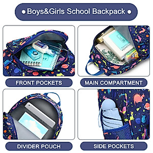 Backpack Toddler Girl, 13.80" x 11.02" x 4.72" Unicorn Backpacks with Adjustable Padded Shoulder Straps For Age 3-6 (Dark Blue Dinosaur)