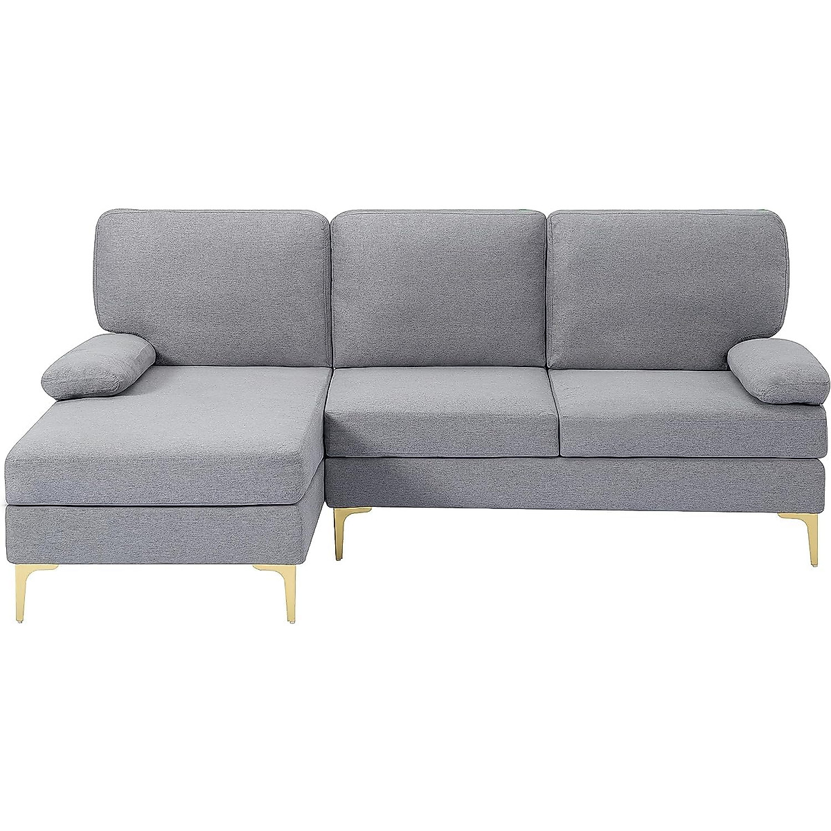 ATY 80" L Shape Sectional Sofa with Chaise, Modern 3-Seater Corner Couch for Small Space, Easy Assemble, Light Gray