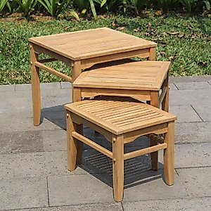 Cambridge Casual Arie Nesting Side Table, Teak Wood/Natural Teak