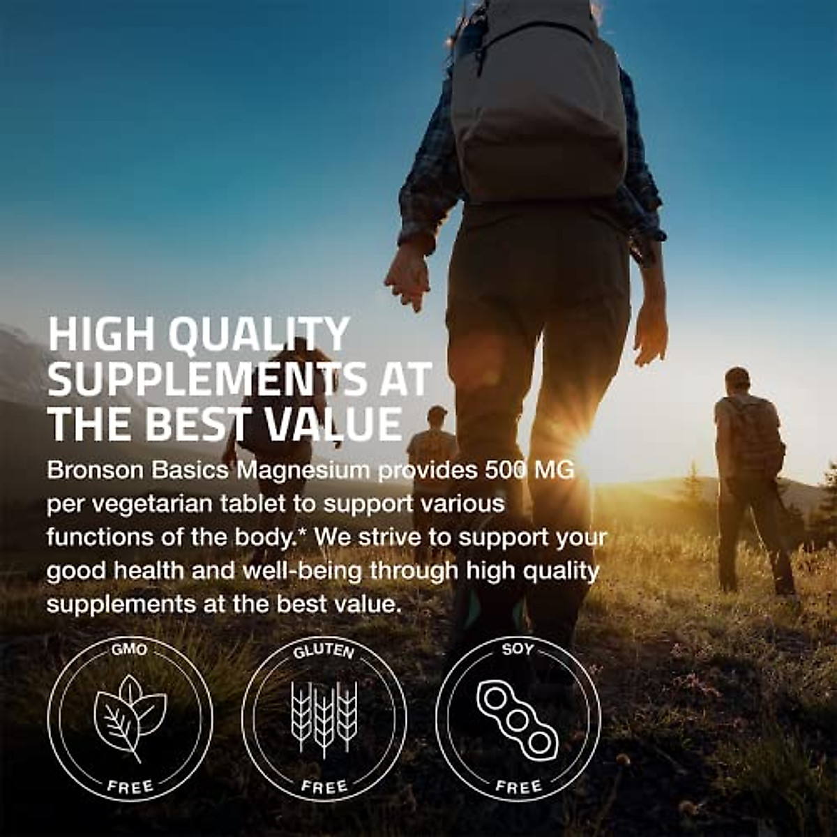 Bronson Magnesium 500 MG Supports Bone & Muscle Health & Nervous System Support - Non-GMO, 240 Vegetarian Tablets