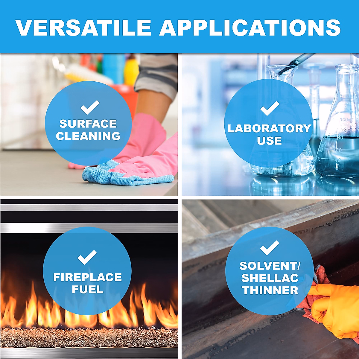 Active Element Ethanol Alcohol 95% - Ethyl Alcohol - 1 Gallon - High Purity - Multi-Use for Lab Use, Bio Ethanol Fuel, Ethanol Fireplace Fuel, Denatured Alcohol Solvent, Surface Cleaning and More