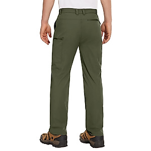 MAGCOMSEN Mens Travel Pants Quick Dry Water Resistant Pants Men Stretchy Cargo Pants for Men Summer Hiking Pants Army Green