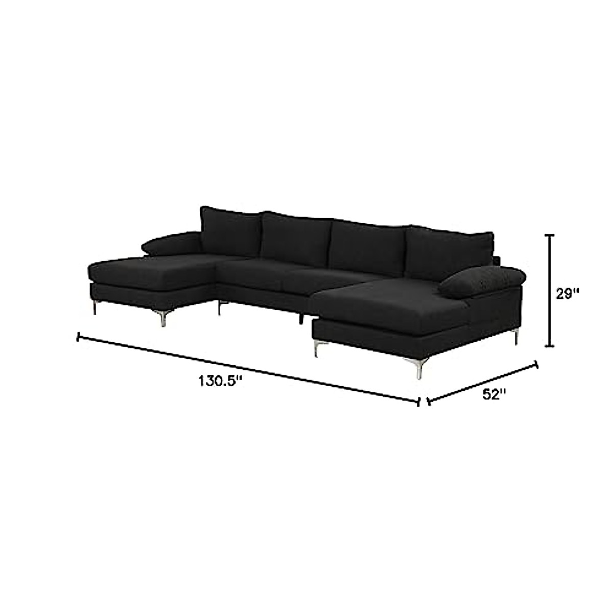 Casa Andrea Milano Luxury Modern Large Boucle U-Shape Sectional Sofa, Double Extra Wide Chaise Lounge Couch