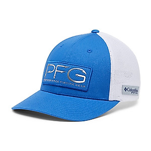 Columbia Unisex PFG Mesh Hooks Ball Cap, Vivid Blue/Silver, Large/X-Large