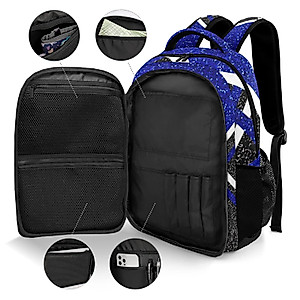 XOZOTY Bling Print Blue Cheerleader Cheer Backpack Personalized with Name for Men Women Shoulder Bag Laptop Bag Bookbag