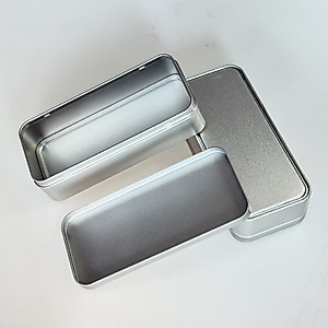 7 Pieces Rectangular Metal Empty Tins Containers Basic Necessities Home Storage Organizer Mini Box Set, 5.9 x 2.75 x 1.57 inches (Silver)
