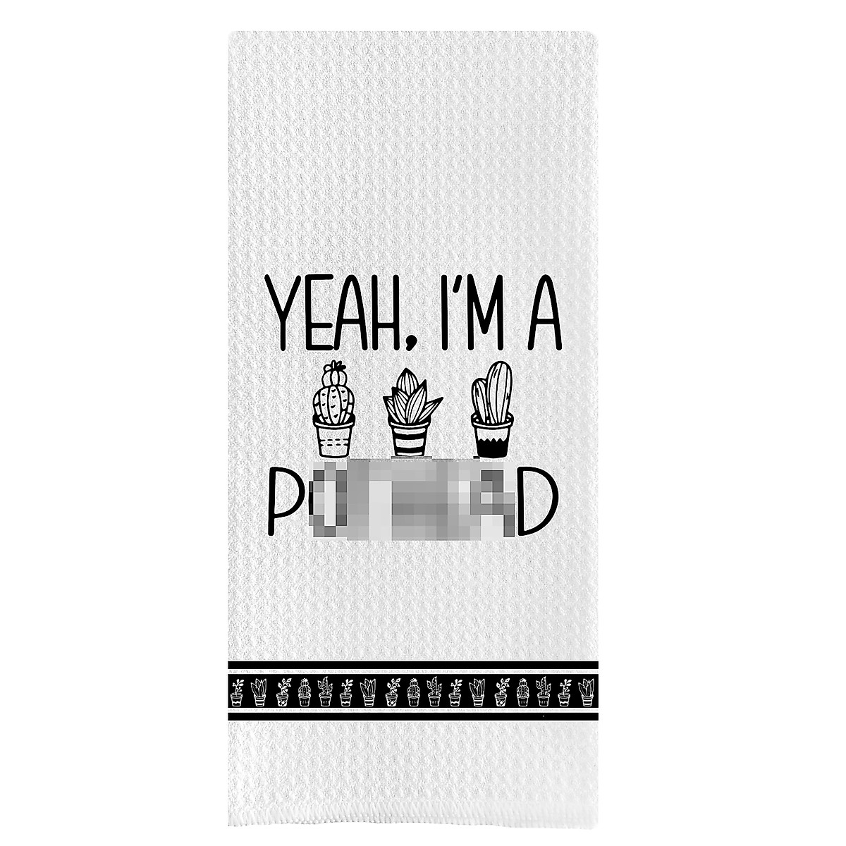 DOTAIN Botanical Boho Yeah i’m P Waffle Weave Dish Kitchen Hand Towel Cloth,Funny Botanical Plant Themed Cleaning Dishcloth(24x16inch),Gifts for Plant Lover Owner Women