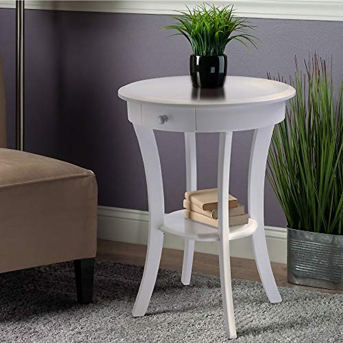 Winsome Wood Sasha Accent Table, White, 20 inches
