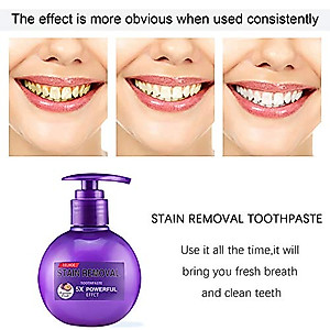 FREEORR 2Pcs Intensive Stain Removal Gel Toothpaste, Purple Toothpaste for Teeth, Fresh Breath Oral Care, More Hygienic and Durable Pump Design Toothpaste