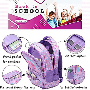 Jumpopack Rainbow Backpack for Girls School Backpack for Elementary Backpacksfor Girls Lightweight Water Resistance Back to School Bag Preschool Kids Bookbag,Rainbow Print