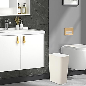 SHPMXUPW 3 Pack Bathroom Small Trash Can with Lid,10L / 2.6 Gallon Slim Garbage Bin Wastebasket with Pop-Up Lid for Bedroom, Office, Kitchen, Craft Room, Fits Under Desk/Cabinet/Sink/White